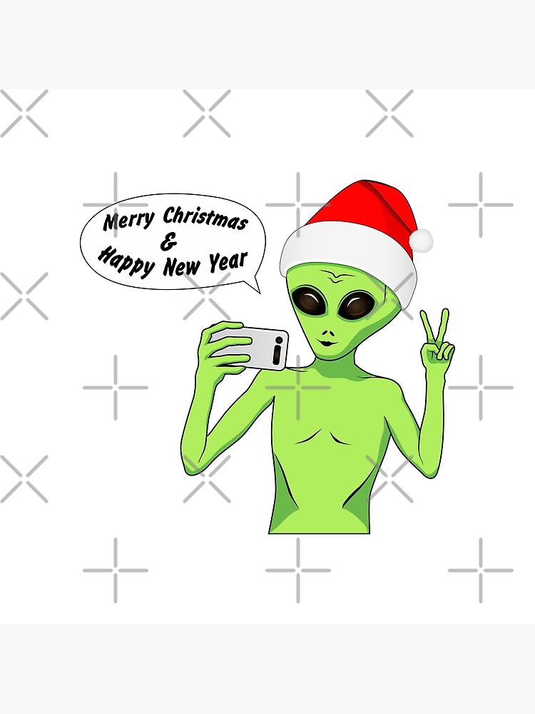 "Alien in Santa hat" Poster for Sale by designbek | Redbubble