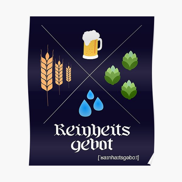 "German Beer Purity Law Reinheitsgebot " Poster for Sale by ...