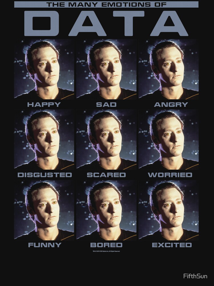 "Star Trek Next Generation The Many Emotions Of Data Poster" T-shirt ...
