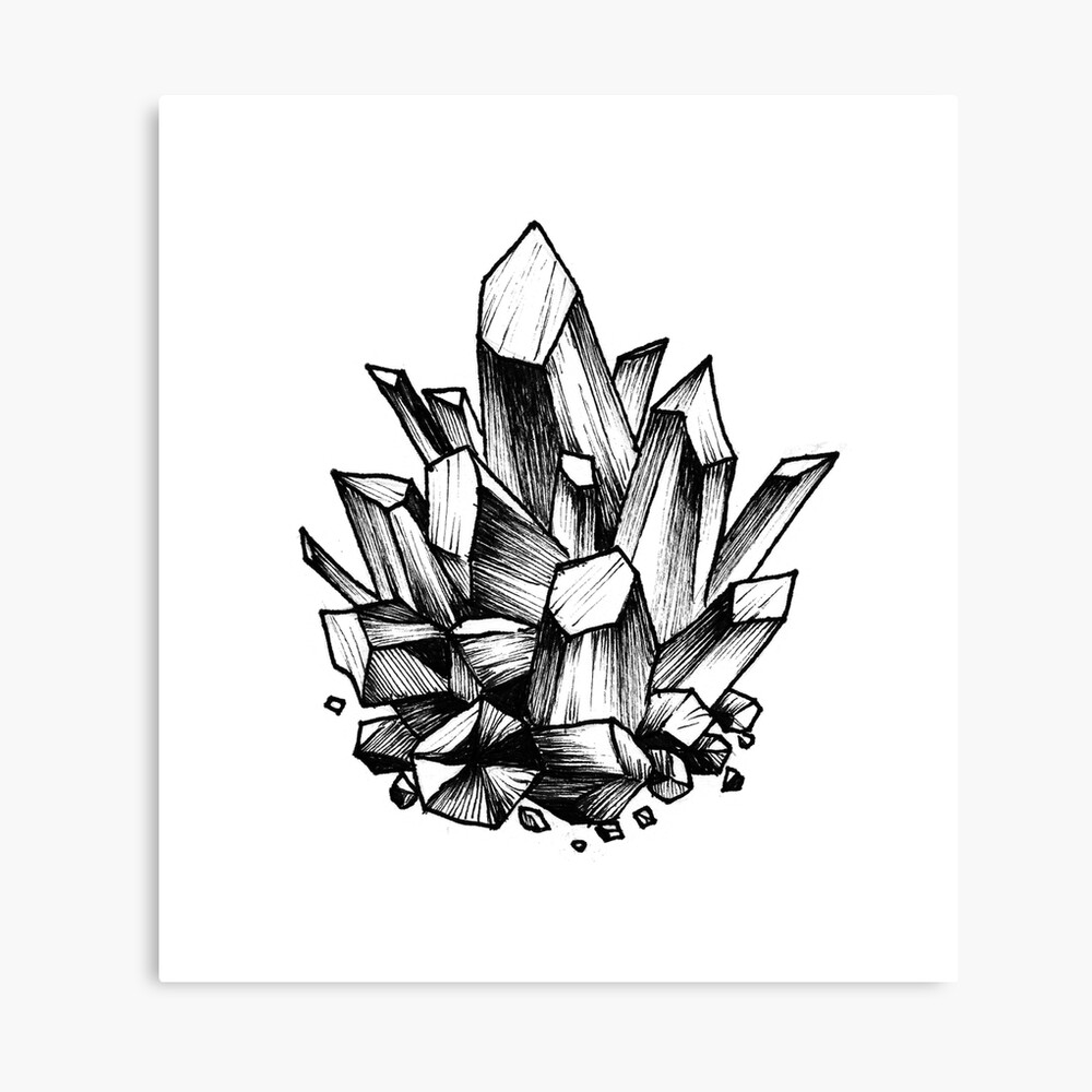Crystal Cluster Painting Quartz Crystal Cluster Cyanotype Print