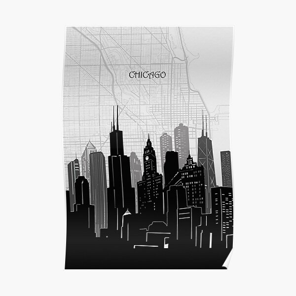 "chicago skyline" Poster for Sale by BekimART2 | Redbubble
