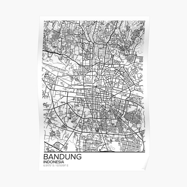 "Bandung map poster print wall art, Indonesia gift printable, Home and ...
