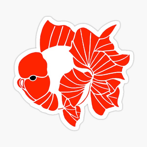 "Oranda Red and White Goldfish Logo 19 A" Sticker by Nosnah | Redbubble