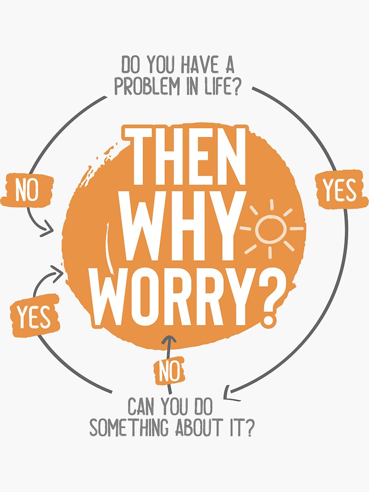 "Then Why Worry? (Key to Happiness) - Orange" Sticker for Sale by ...