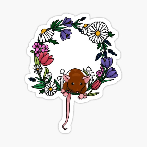 "Rat with a spring floral wreath" Sticker for Sale by HighFives555 ...