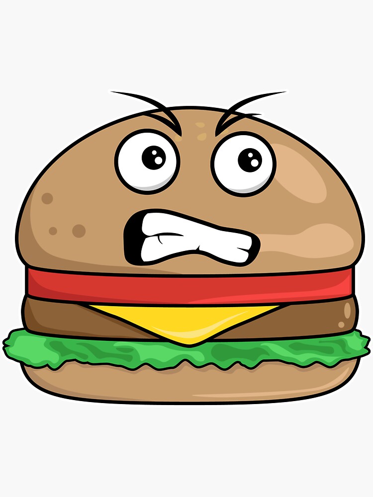 "angry burger" Sticker by Dustin1892 | Redbubble
