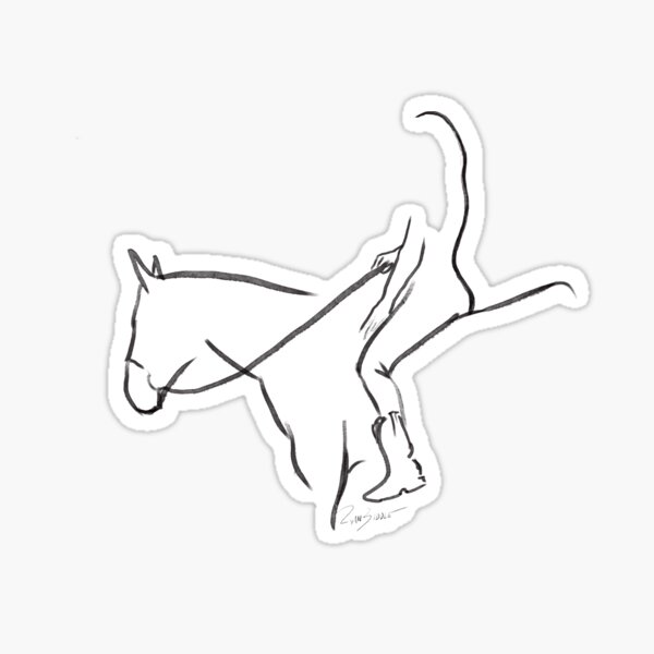 "Woman on horse line drawing art" Sticker for Sale by Ryan Biddle ...