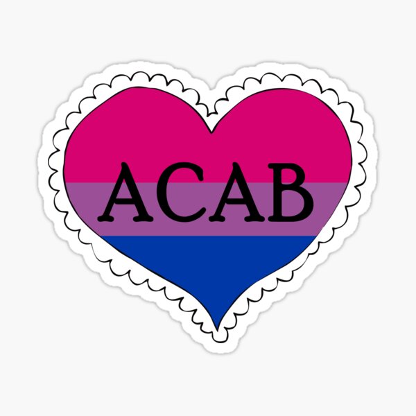 "acab bisexual pride flag heart" Sticker by craftordiy | Redbubble