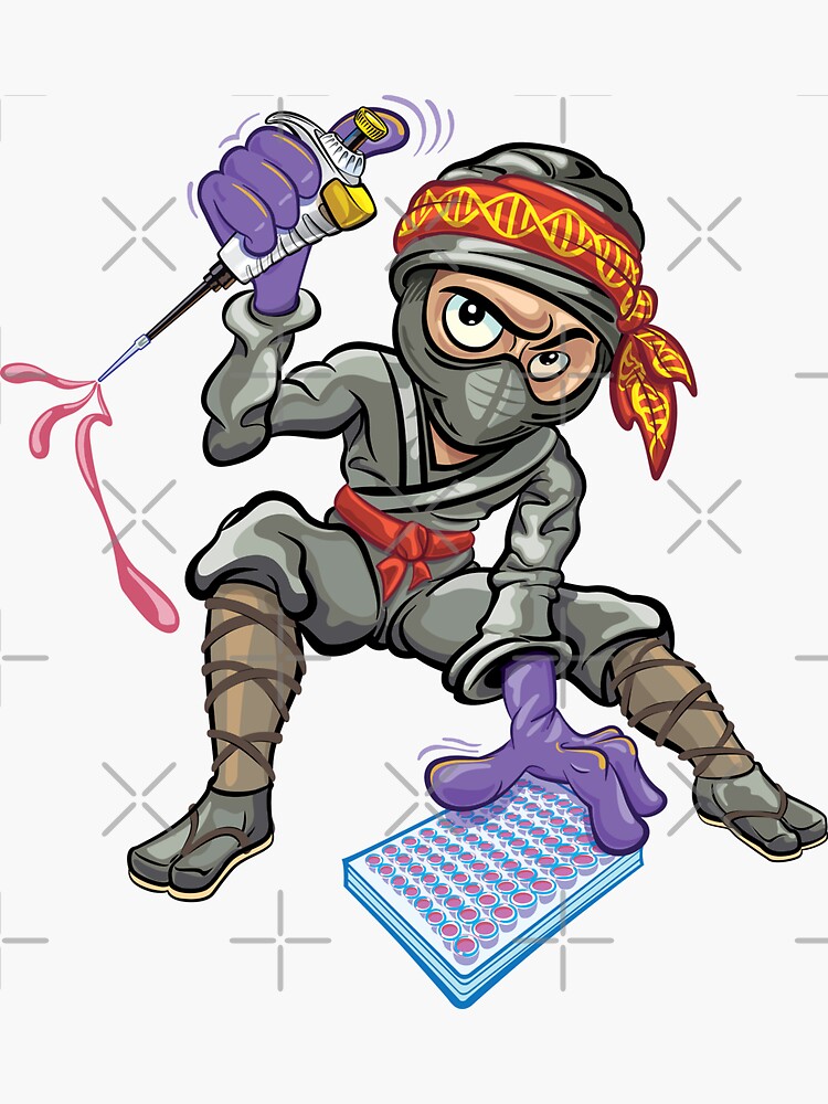 "PCR Ninja Funny Design for DNA Biotechnology Lab Scientists" Sticker ...