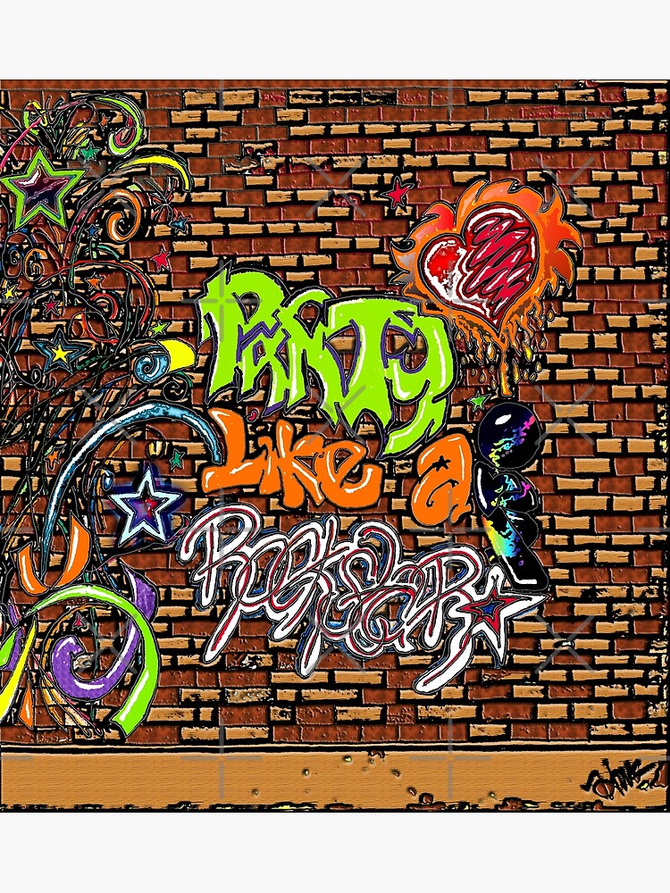 "Graffiti - Party Like a Rockstar - Neon" Art Print by aadventures ...