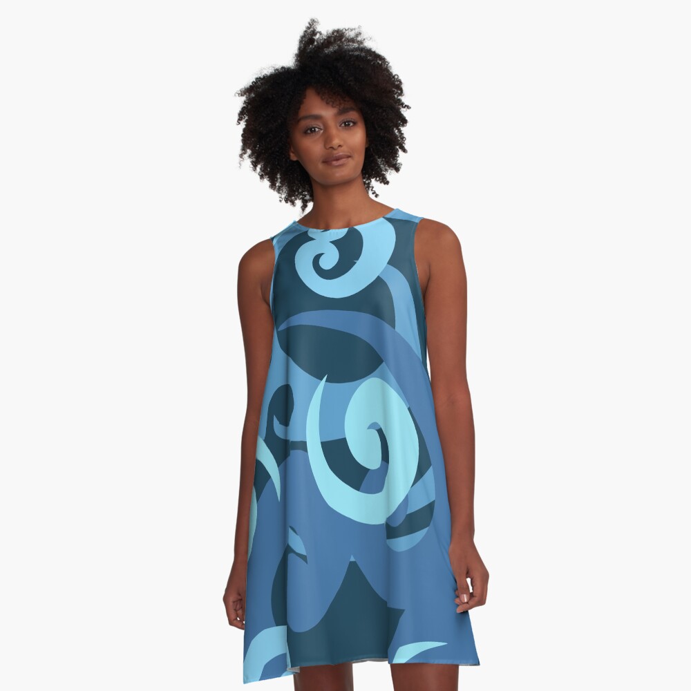 "Koru design, Blue" A-Line Dress for Sale by Kiwidom | Redbubble