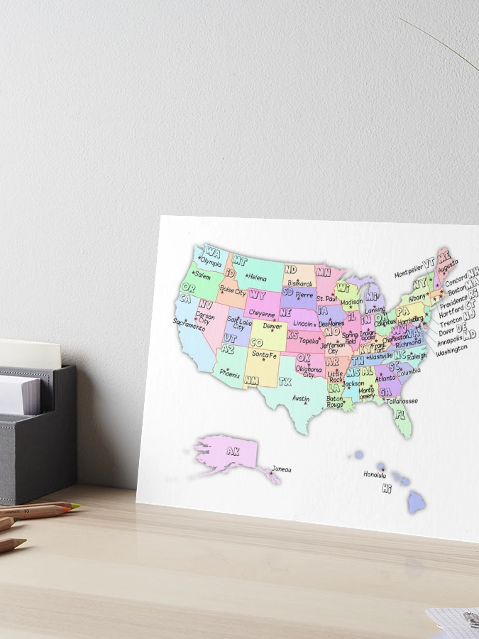 United States Map With State Names And Abbreviations Alphabetical List