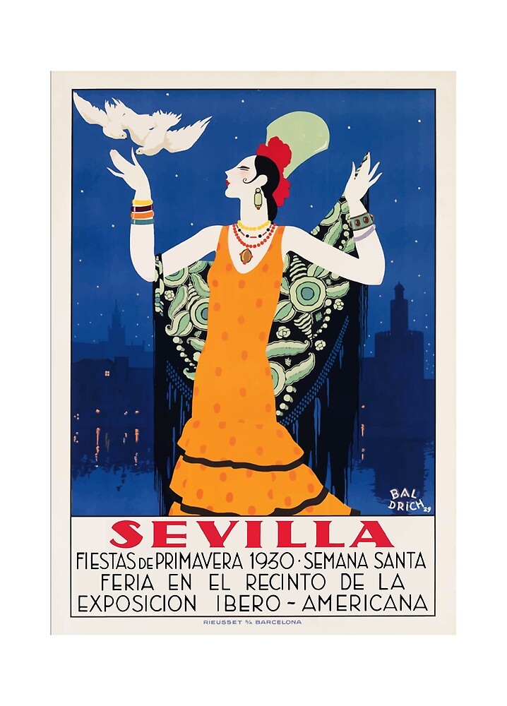 "Spain 1930 Seville April Fair Travel Poster" by retrographics | Redbubble