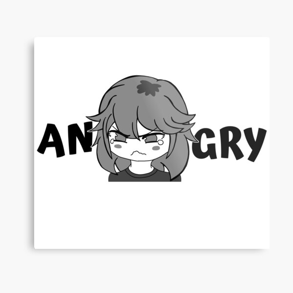 "Funny Manga Angry Pout Face Little Girl Cute Chibi Meme" Metal Print ...