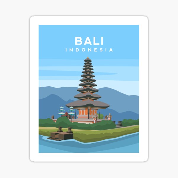 "Bali, Indonesia - Pura Ulun Danu Temple" Sticker by typelab | Redbubble