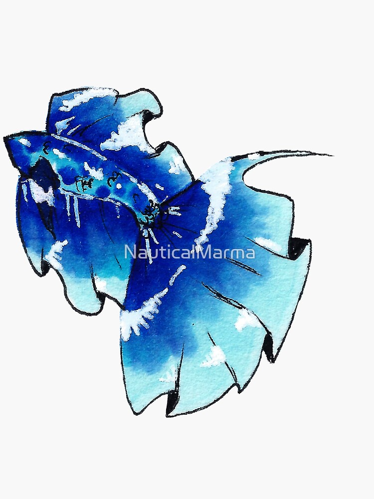 "Blue Fish" Sticker by NauticalMarma | Redbubble