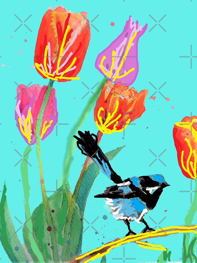"Abstract Blue Wren Watercolor Painting" Sticker for Sale by ...