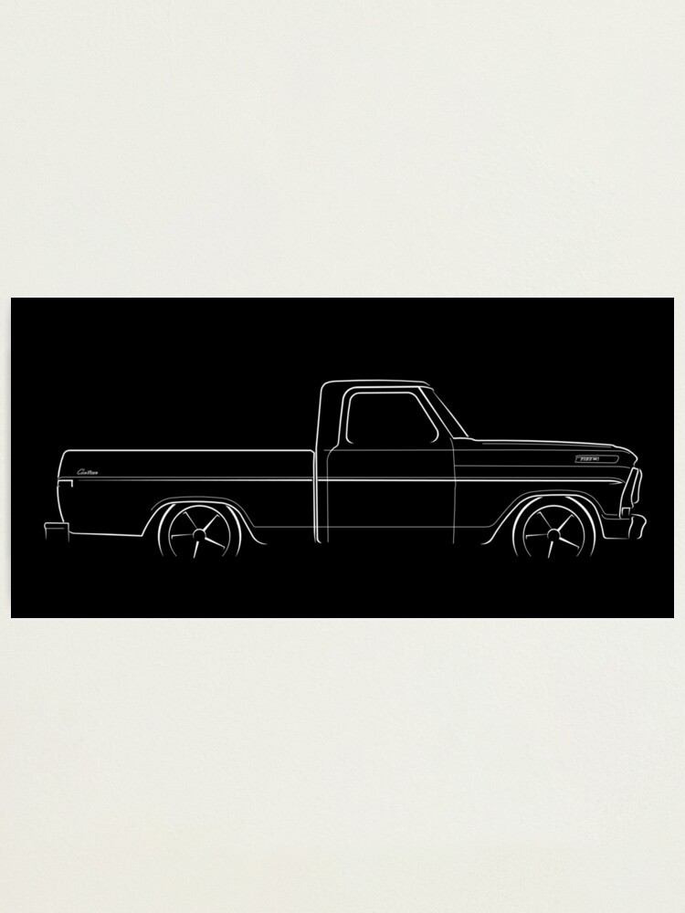 "1971 Ford F-100 pickup - profile stencil, white" Photographic Print ...