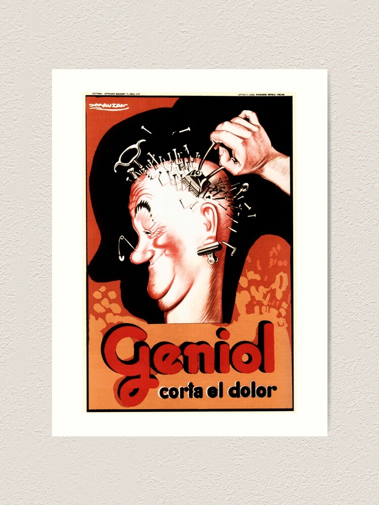 "GENIOL "Cut The Pain" Pierced Head by Achille Mauzan c1929 Vintage ...