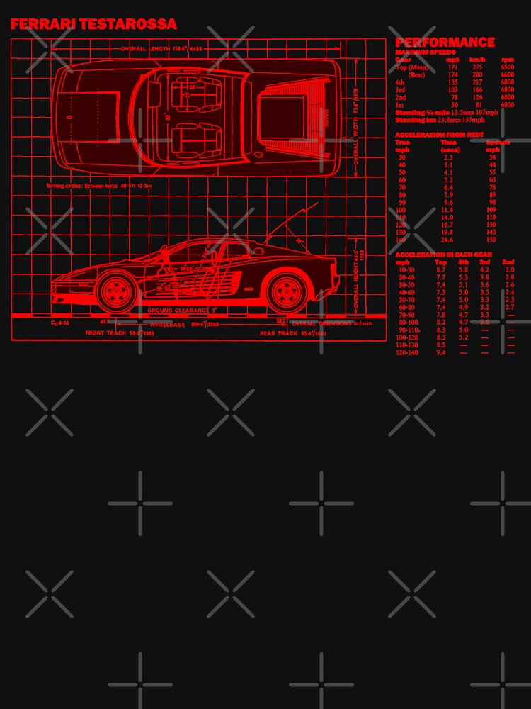 "FERRARI TESTAROSSA" T-shirt for Sale by ThrowbackMotors | Redbubble ...