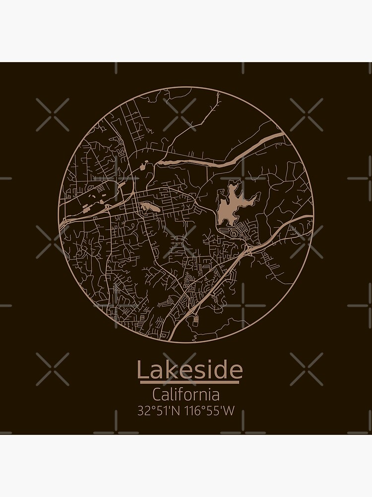Lakeside, California Road Map Art - Earth Tones Premium Matte Vertical ...