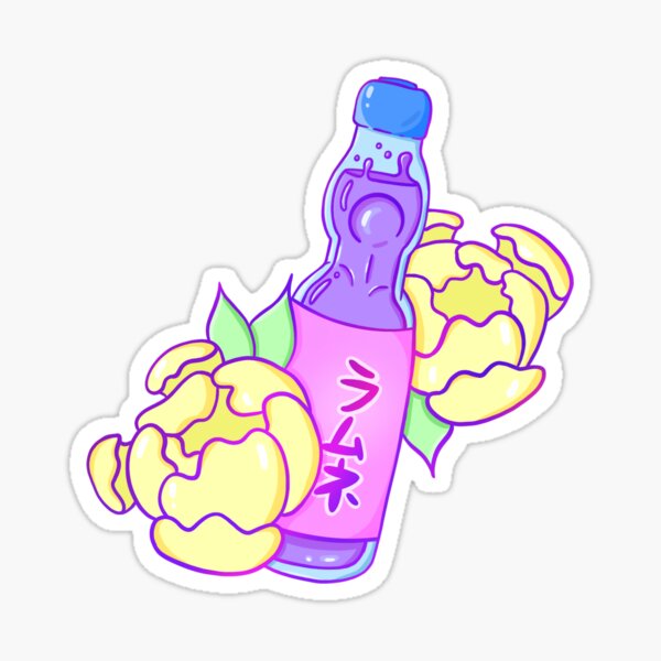 "Ramune Soda Bottle with Peonies" Sticker for Sale by allimarie0 ...