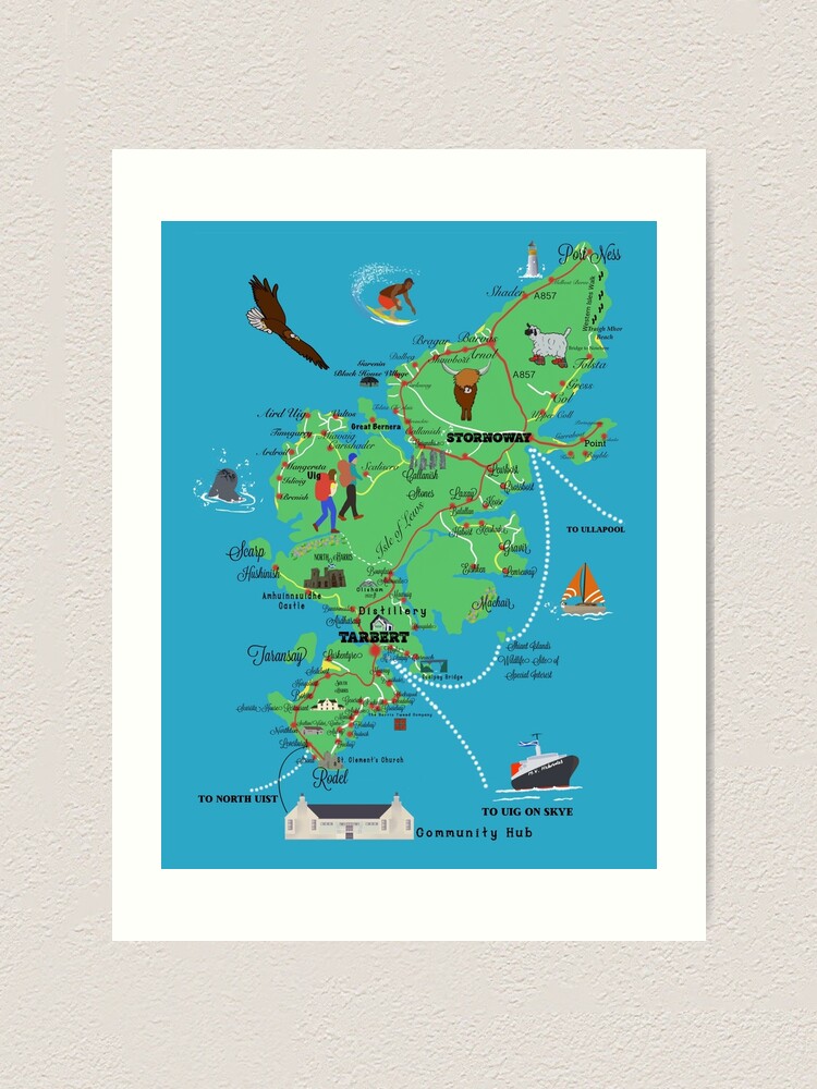 "Map of The Isle of Harris, Scotland. " Art Print for Sale by ...