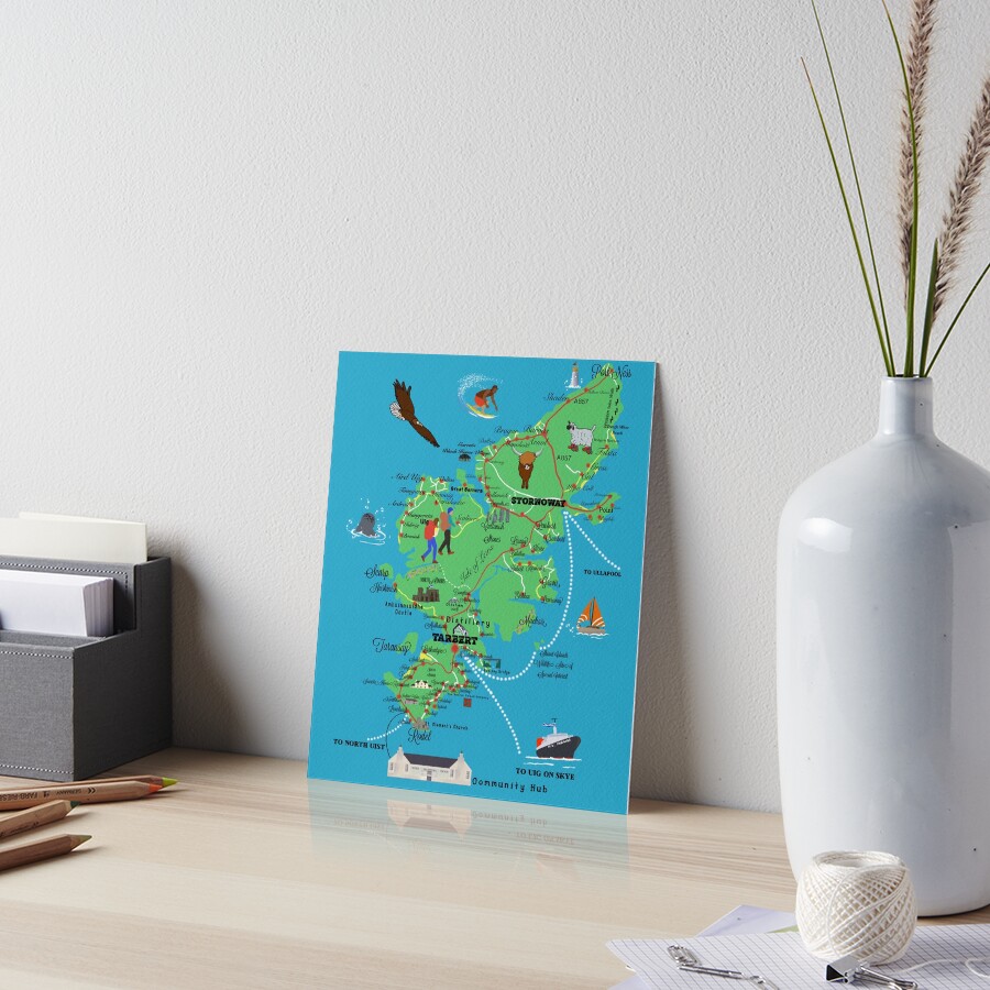 "Map of The Isle of Harris, Scotland. " Art Board Print by ...