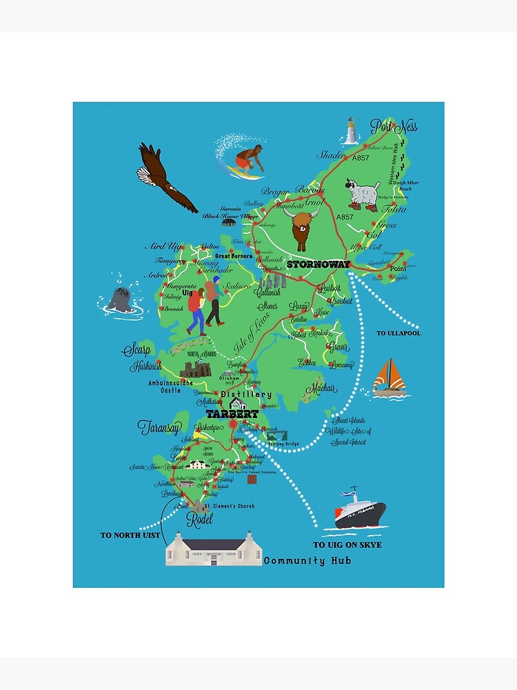 "Map of The Isle of Harris, Scotland. " Mounted Print for Sale by ...