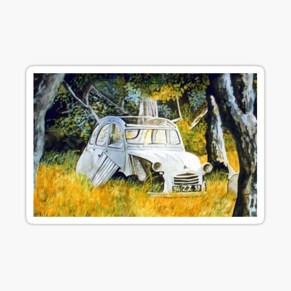 "2CV, popular French car," Sticker by bastidecreation | Redbubble