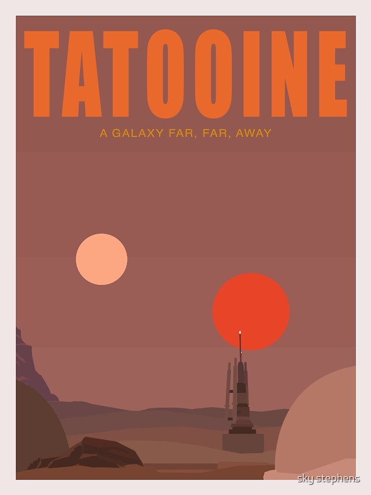 "Tatooine Binary Sunset Vintage Travel Poster" Poster for Sale by ...
