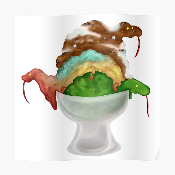 "Kawaii Snake Ice Cream Sundae" Poster by KrissySempai | Redbubble
