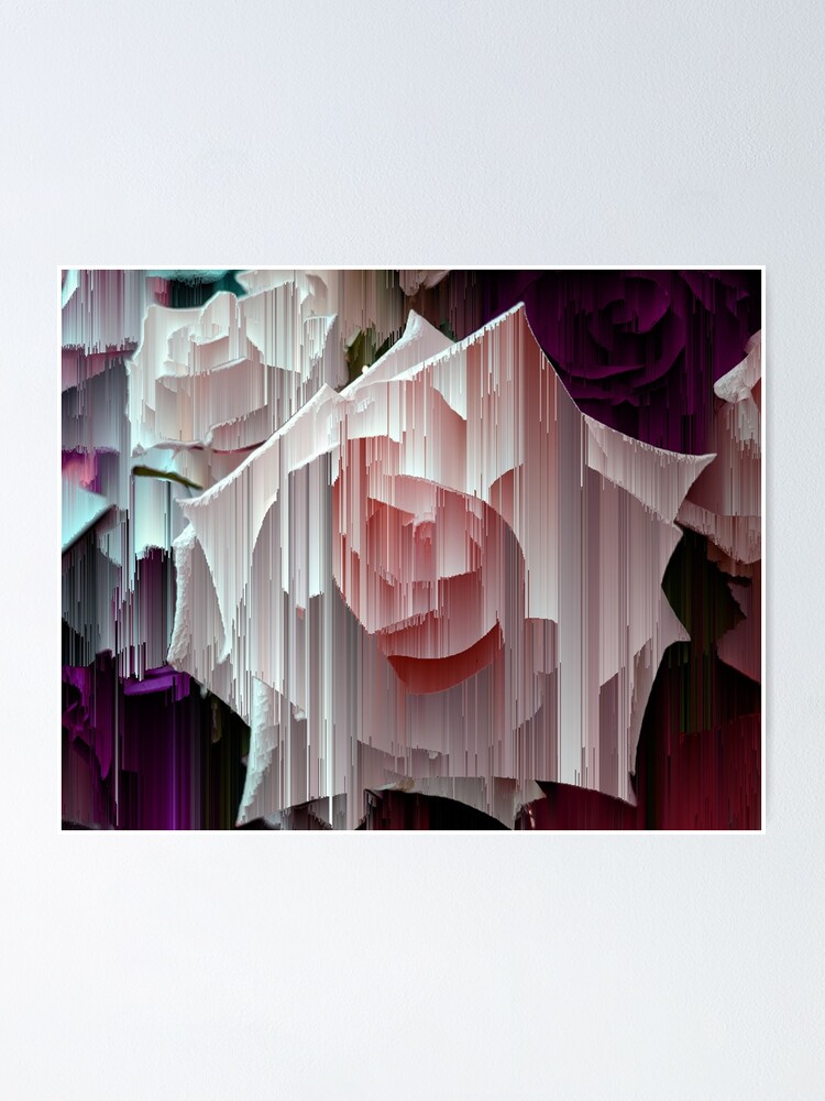 "Glitched Pink Rose" Poster for Sale by JillyBeanDesign | Redbubble