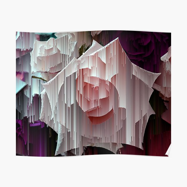 "Glitched Pink Rose" Poster for Sale by JillyBeanDesign | Redbubble