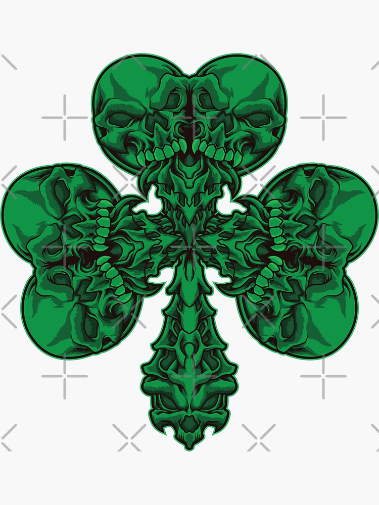 "Cloverleaf Full Of Skulls - Lucky To Death" Sticker for Sale by ...