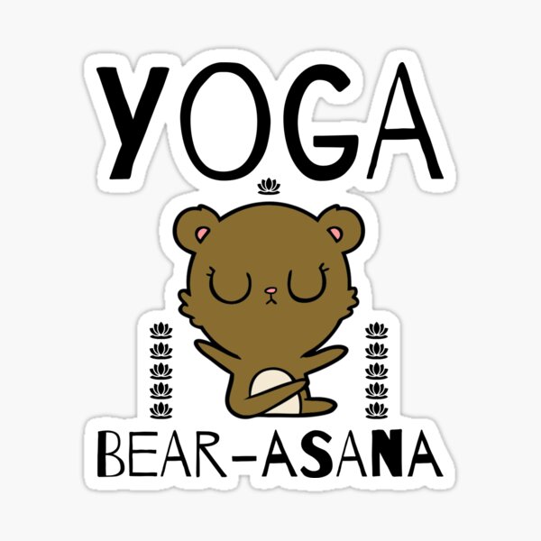"Yoga Bear-Asana White Text" Sticker by TWMBDesigns | Redbubble