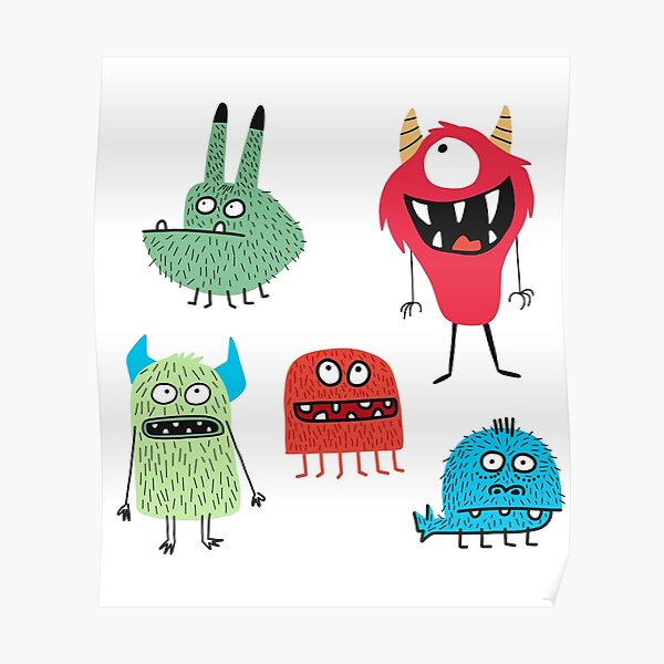 "Happy Monsters" Poster for Sale by 32BlackRoses | Redbubble