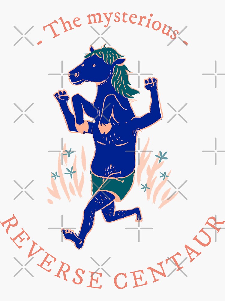 "MYSTERIOUS REVERSE CENTAUR ROYAL BLUE" Sticker by CharlieCreator ...
