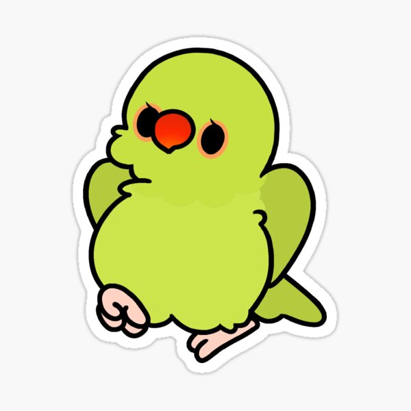 "Lime Indian Ringneck w/o Ring - Kawaii Birbs" Sticker by blirbos ...
