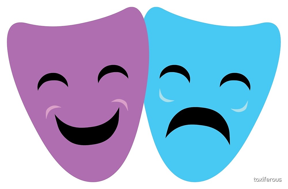 "Blue and Purple Comedy and Tragedy Drama Masks" by toxiferous | Redbubble
