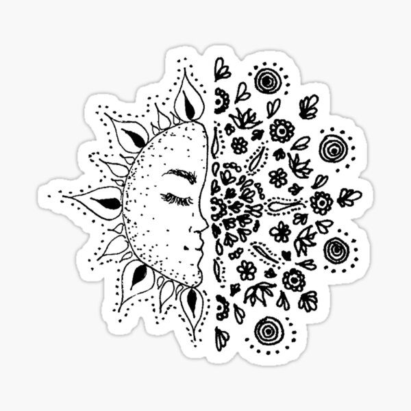 Pegatina «mitad sol mitad mandala con borde orgánico» de seliza | Redbubble