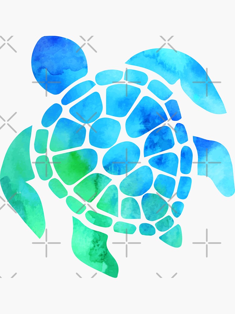 "Blue Green Turtle" Sticker for Sale by mynameisliana | Redbubble