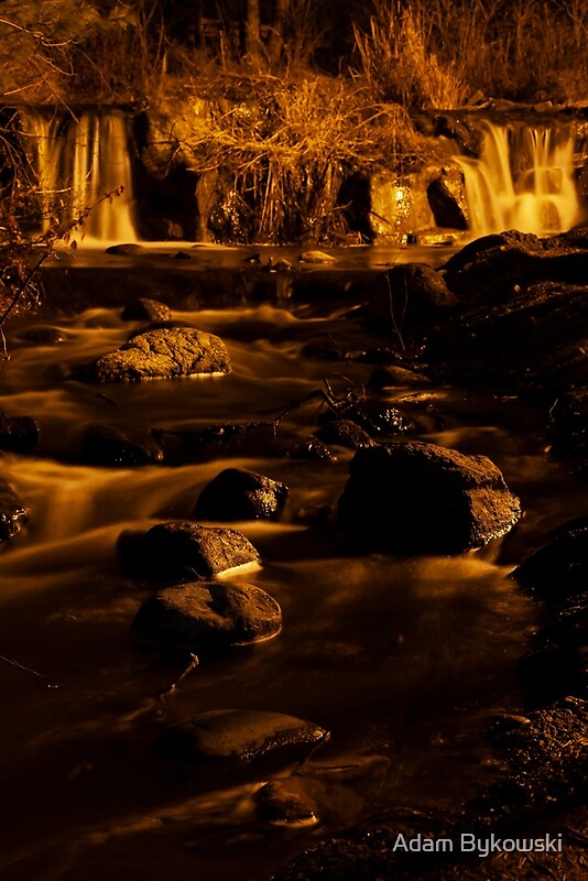 "Waterfalls at Night" by Adam Bykowski | Redbubble