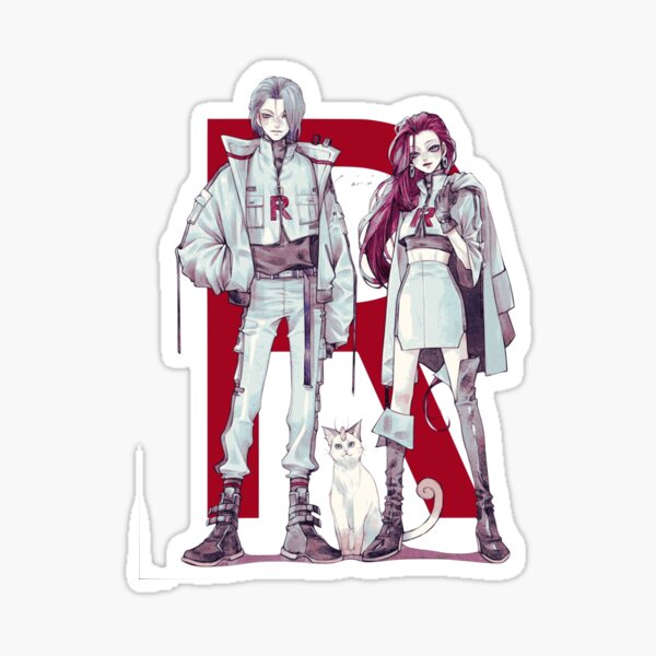 "Jesse, James and Meowth from Team Rocket in Modern Style" Sticker for ...