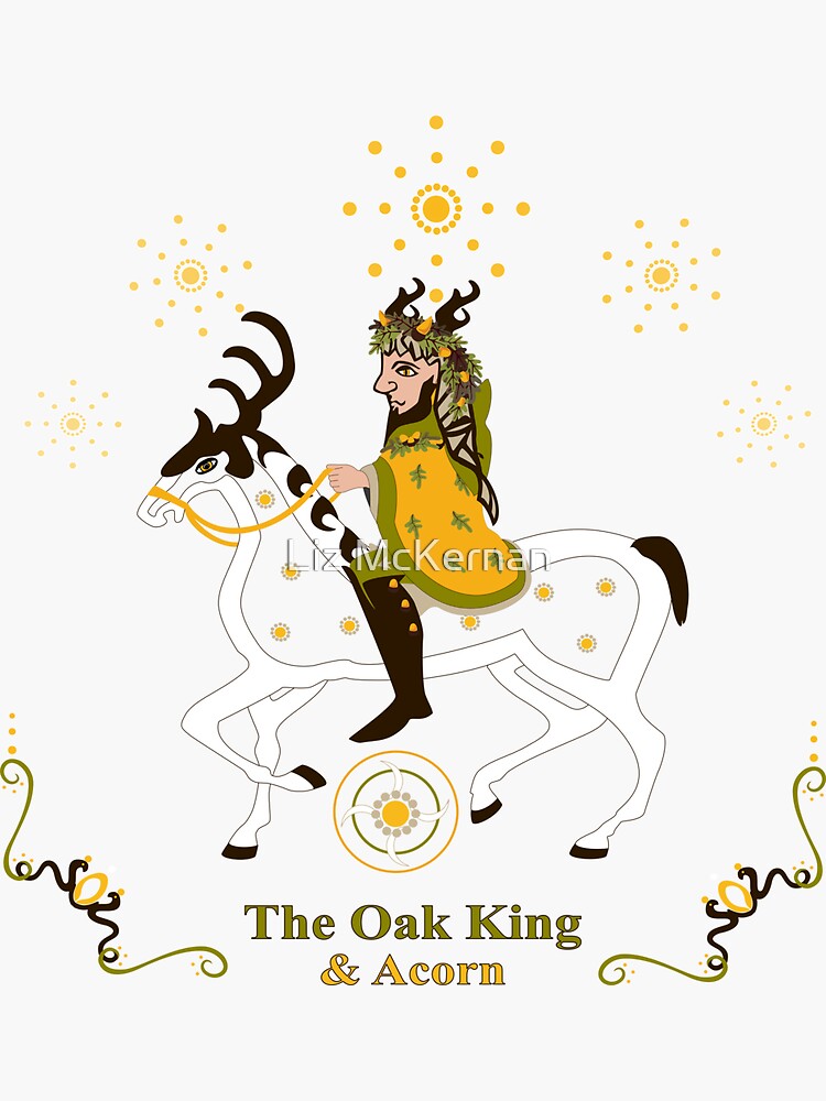 "The Oak King and his steed Acorn" Sticker for Sale by McLiz | Redbubble