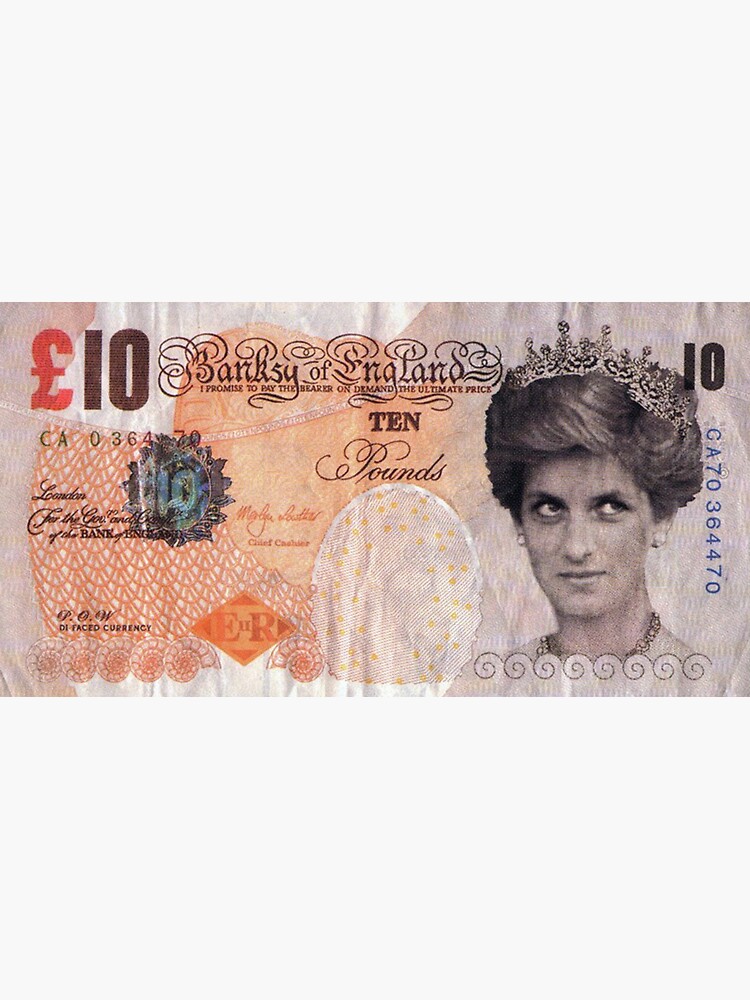 "Banksy Princess Diana £10 Note Image" Sticker for Sale by ...