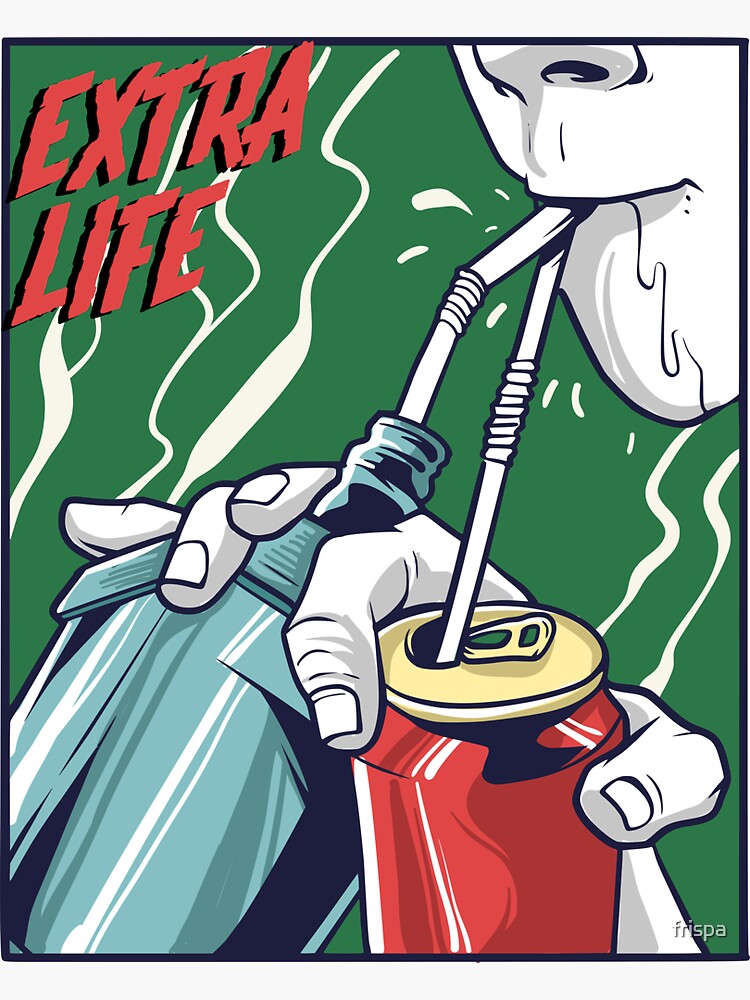 "Extra life - booz time " Sticker for Sale by frispa | Redbubble