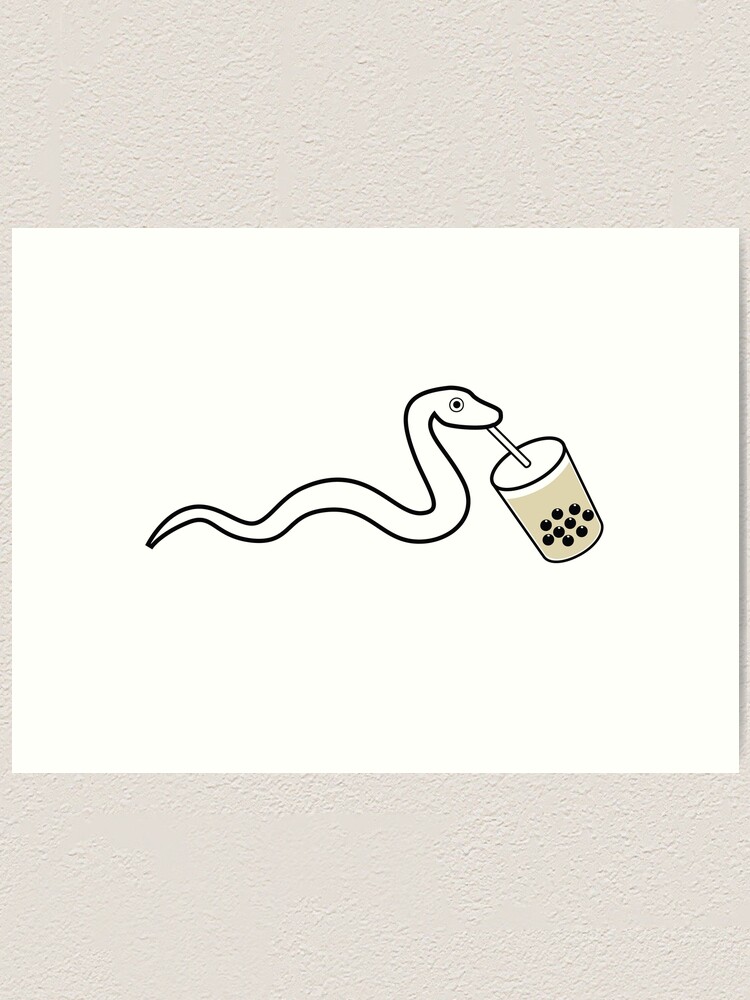 "Snake Drinking Boba Bubble Milk Tea" Art Print for Sale by bobalogy ...