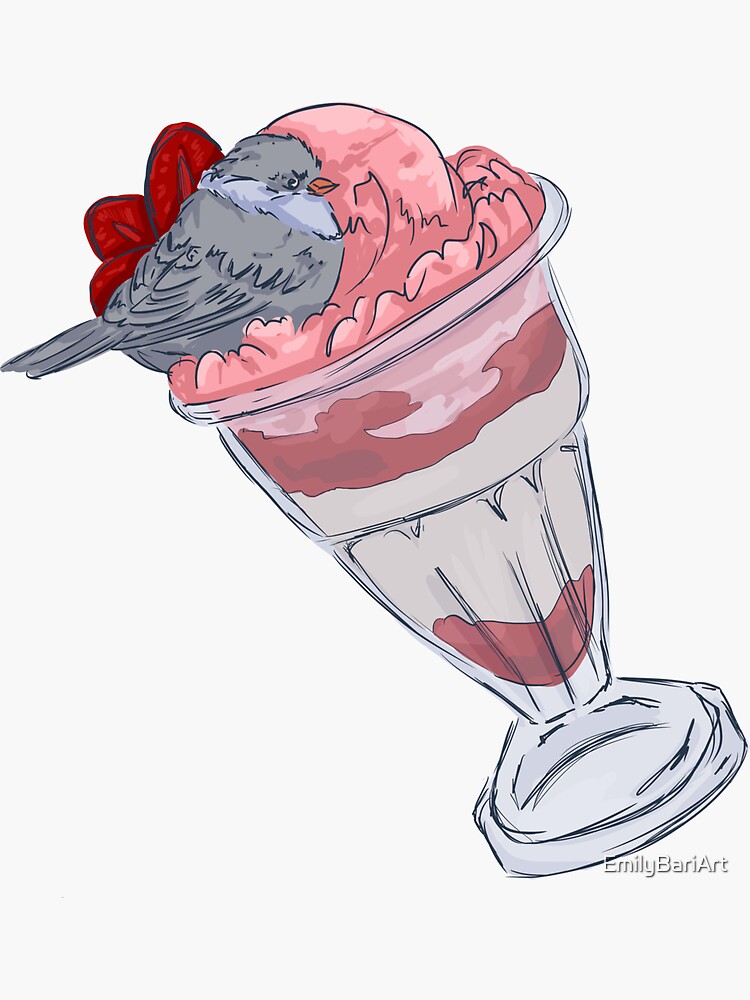 "Ice Cream Bird" Sticker for Sale by EmilyBariArt | Redbubble