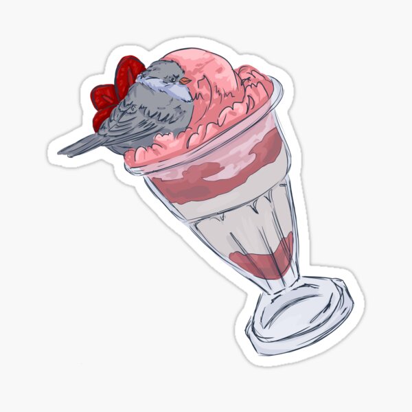 "Ice Cream Bird" Sticker by EmilyBariArt | Redbubble